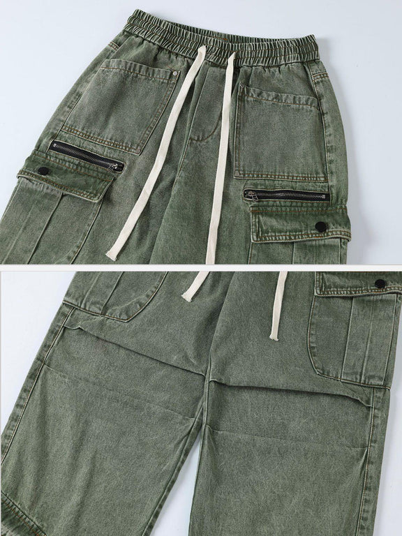TALISHKO Drawstring Loose Cargo Jeans